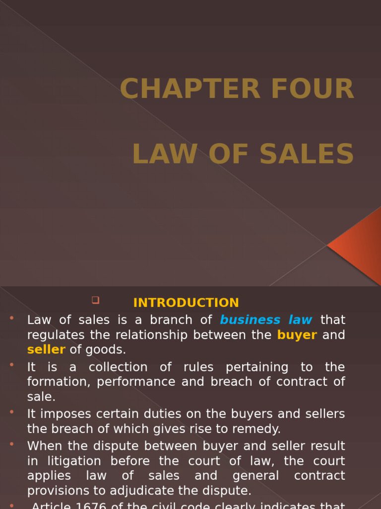 Chapter 4 & 5 | PDF | Law Of Agency | Sales