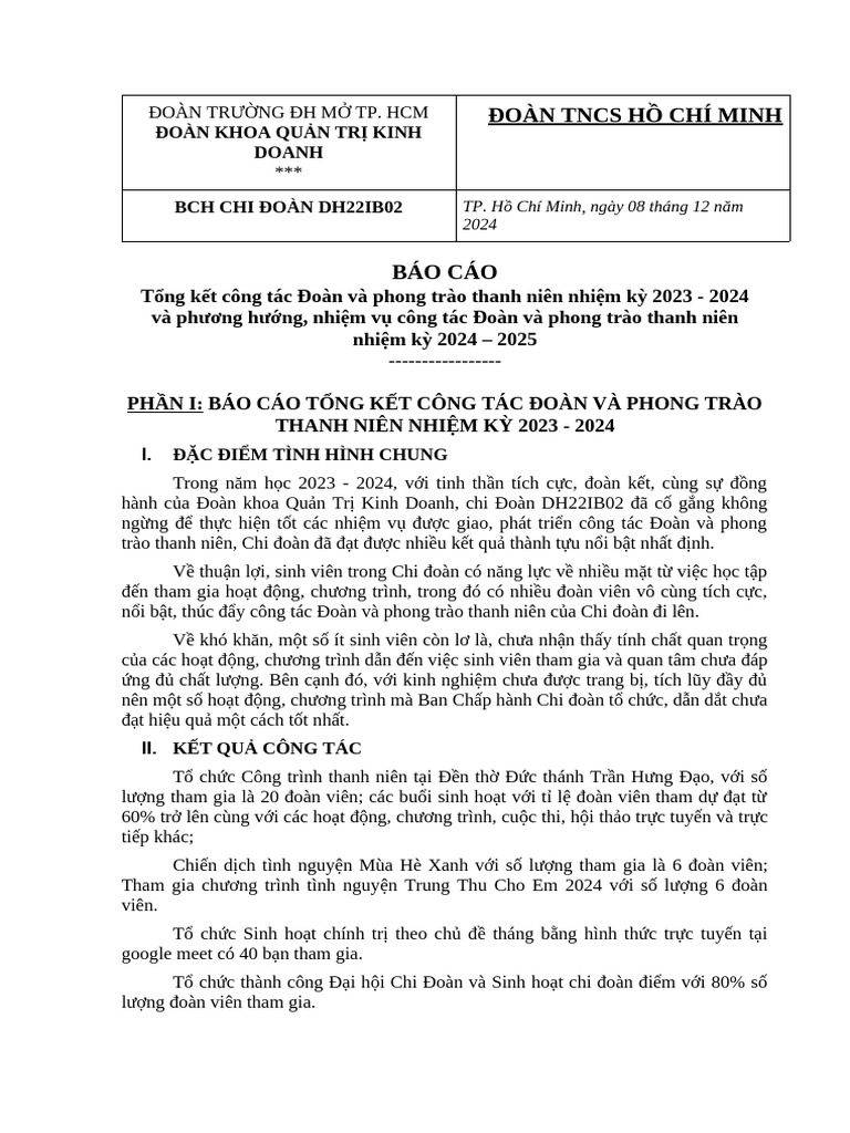 02.bao Cao Tong Ket Va Phuong Huong | PDF