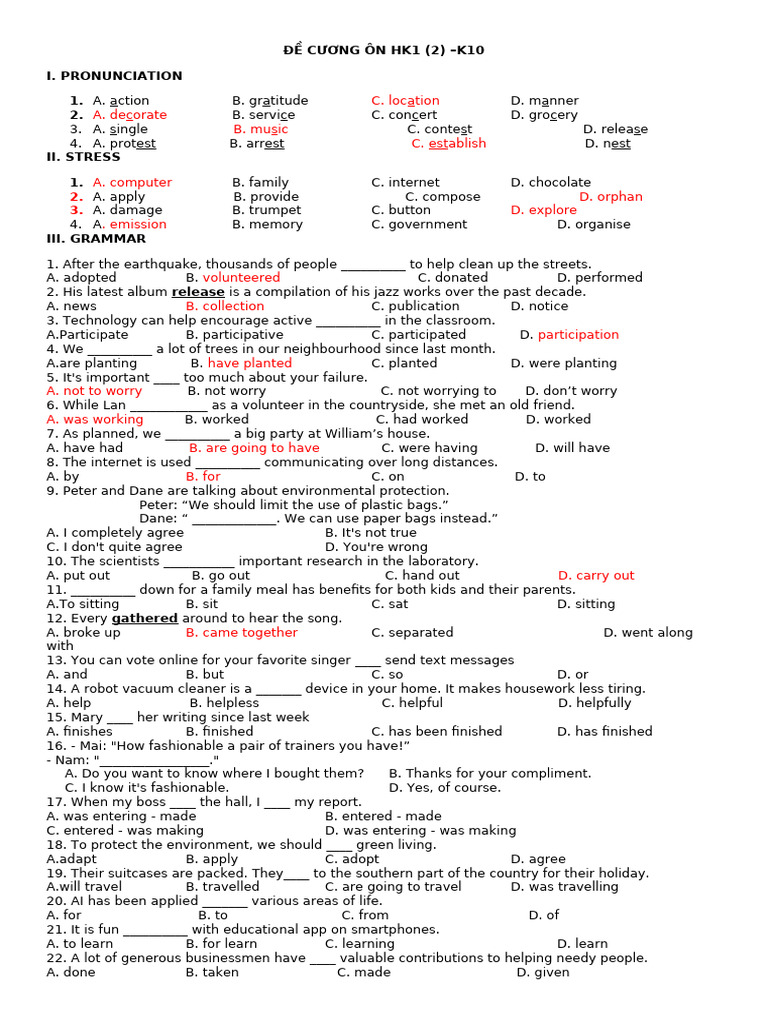 K10 Đề Cương Ôn HK1 | PDF | Artificial Intelligence | Intelligence (AI) & Semantics