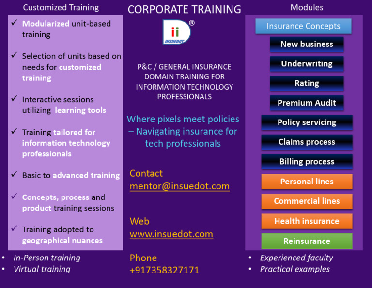 Insurance Domain Corporate Training Brochure | PDF