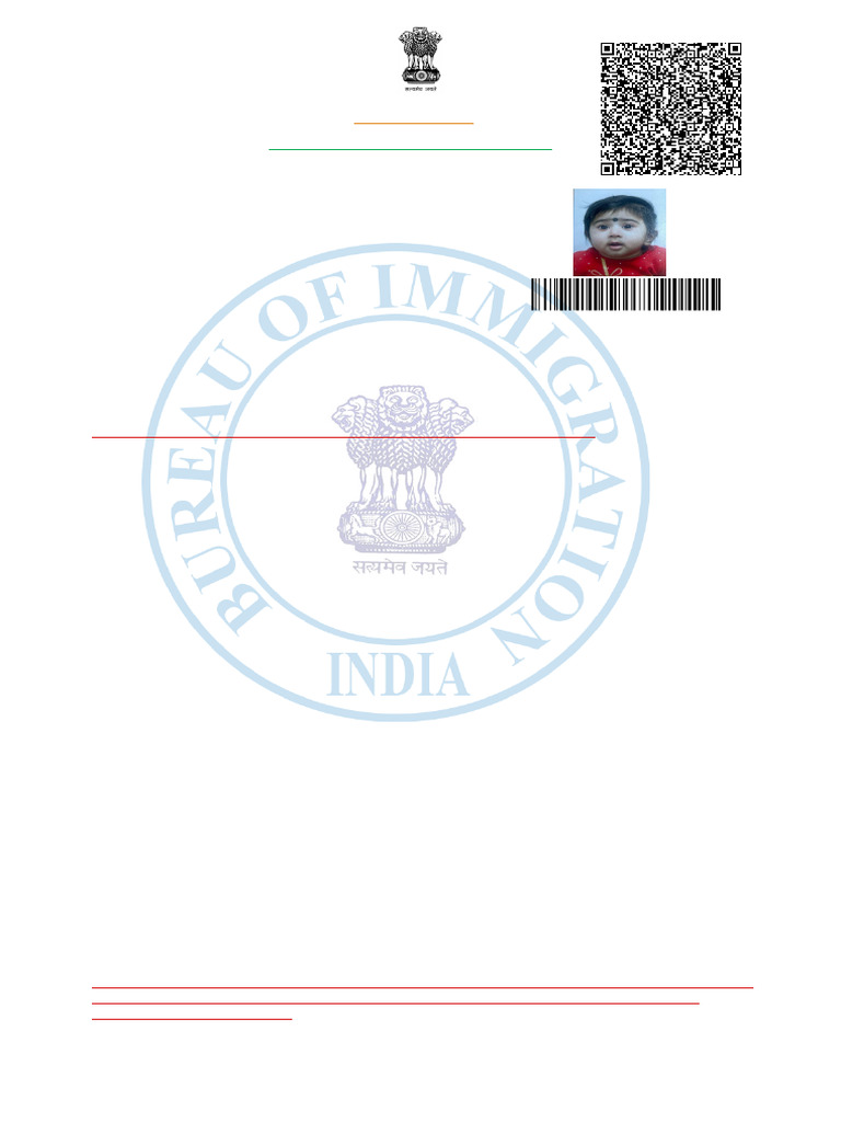 I033V0BDF623 - ETA Infant Visa Indai | PDF | Travel Visa | Passport