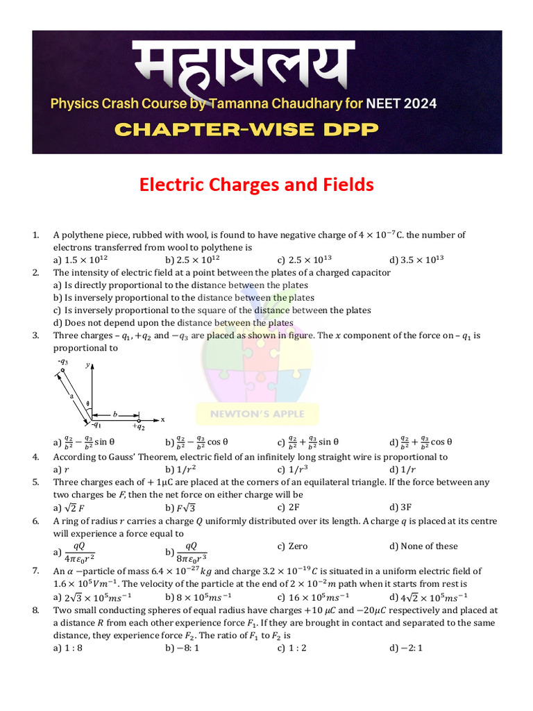 Mahapralay DPP - Electric Charges and Fields | PDF | Electric Field | Force