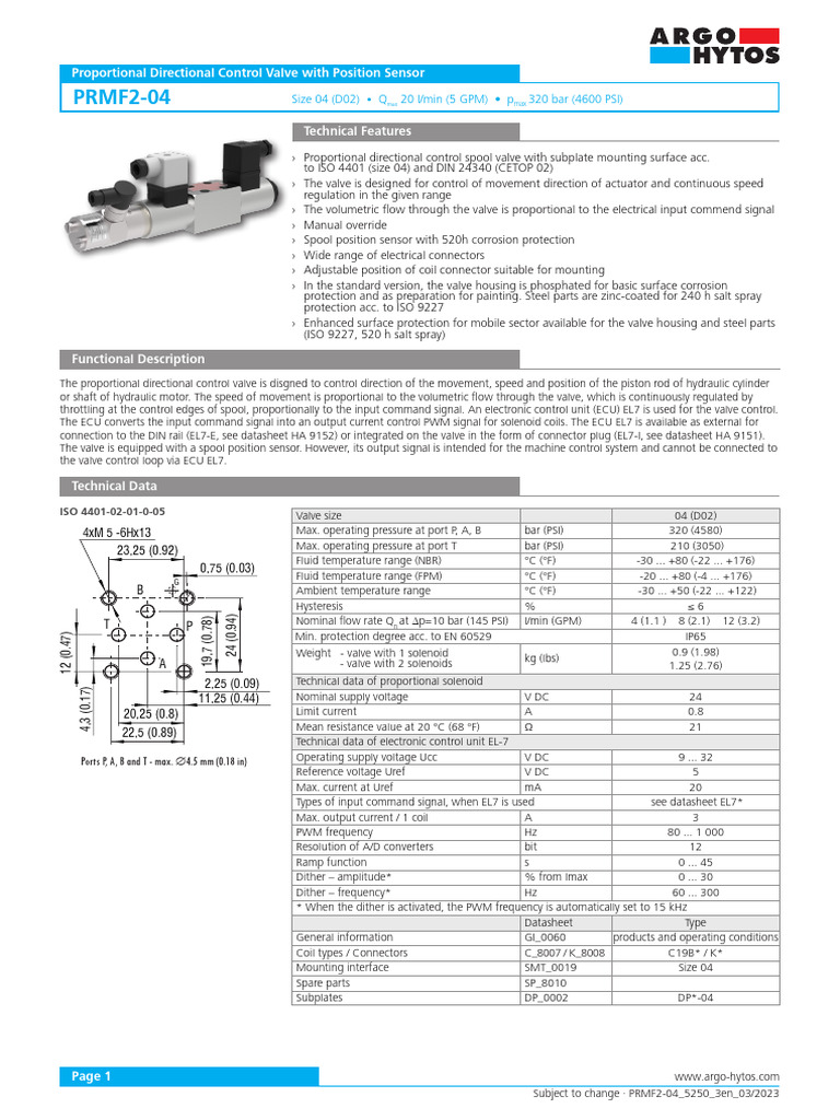Datasheet PRMF2-04 Ha5250 en | PDF | Electrical Connector | Valve