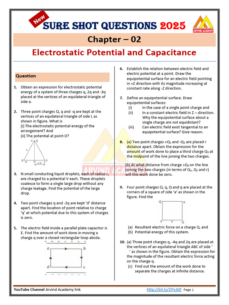 Question Chap 2 Electrostatics Potential & Capacitance - 50162133 - 2025 - 02 - 10 - 13 - 16 ...
