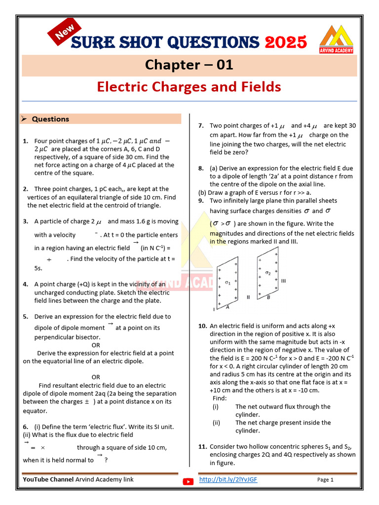 Question Chap 1 Electric Field & Charge | PDF | Electric Field | Triangle