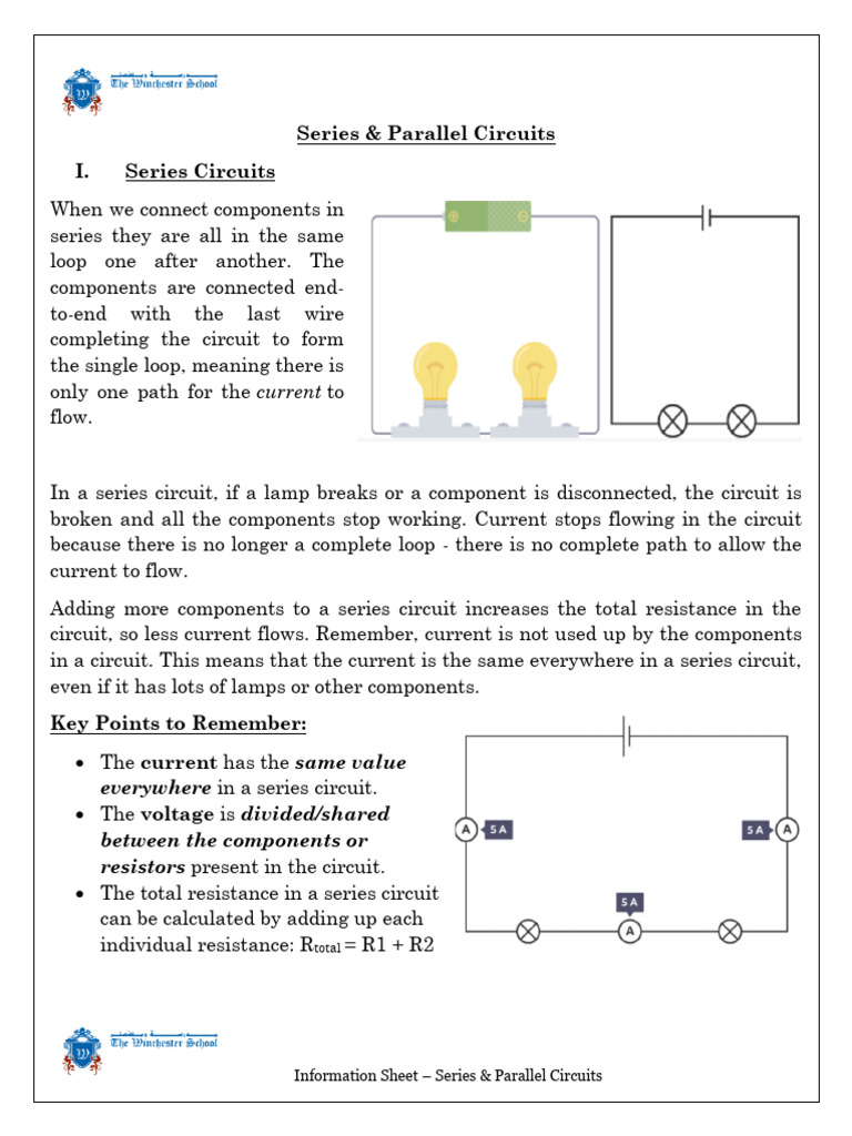 Series and Parallel Circuits - Information Sheet | PDF | Series And ...