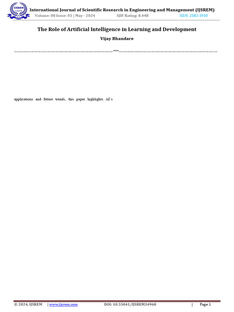 The Role of Artificial Intelligence in Learning and Development | PDF | Artificial Intelligence ...