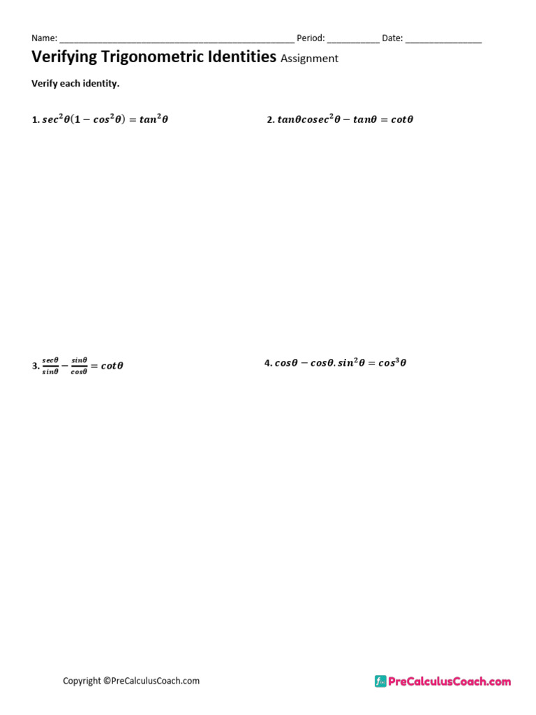 Trig Identities Worksheet 2 | PDF | Mathematical Objects | Classical Geometry