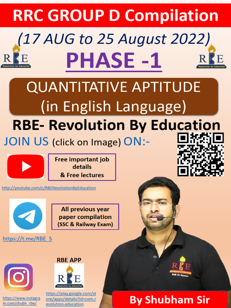 Maths Phase-1 RRC Group-D 2022 Compilation RBE | PDF
