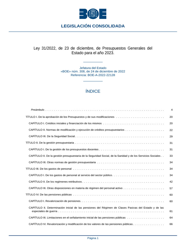 BOE a 2022 22128 Consolidado | PDF | Presupuesto | Impuestos