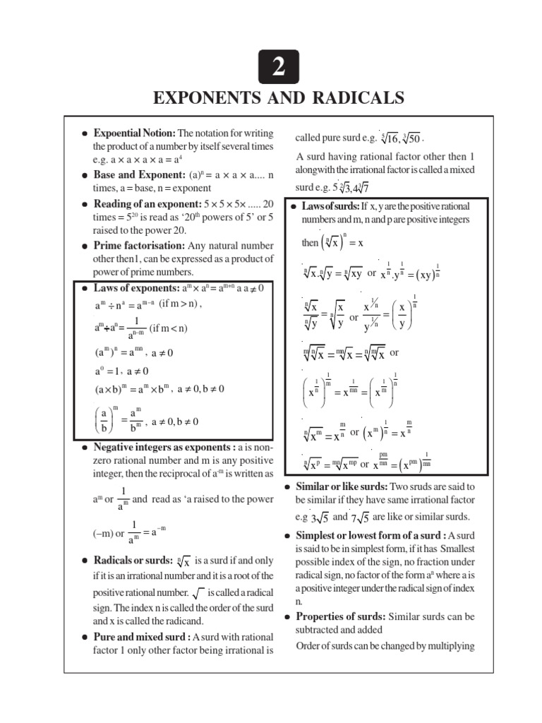 l-2_exponents_and_radicals | PDF | Exponentiation | Arithmetic