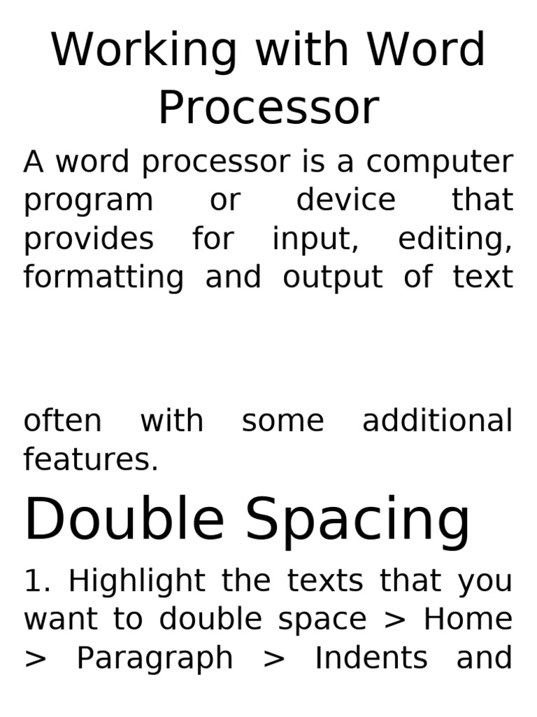 Working With Word Processor | PDF