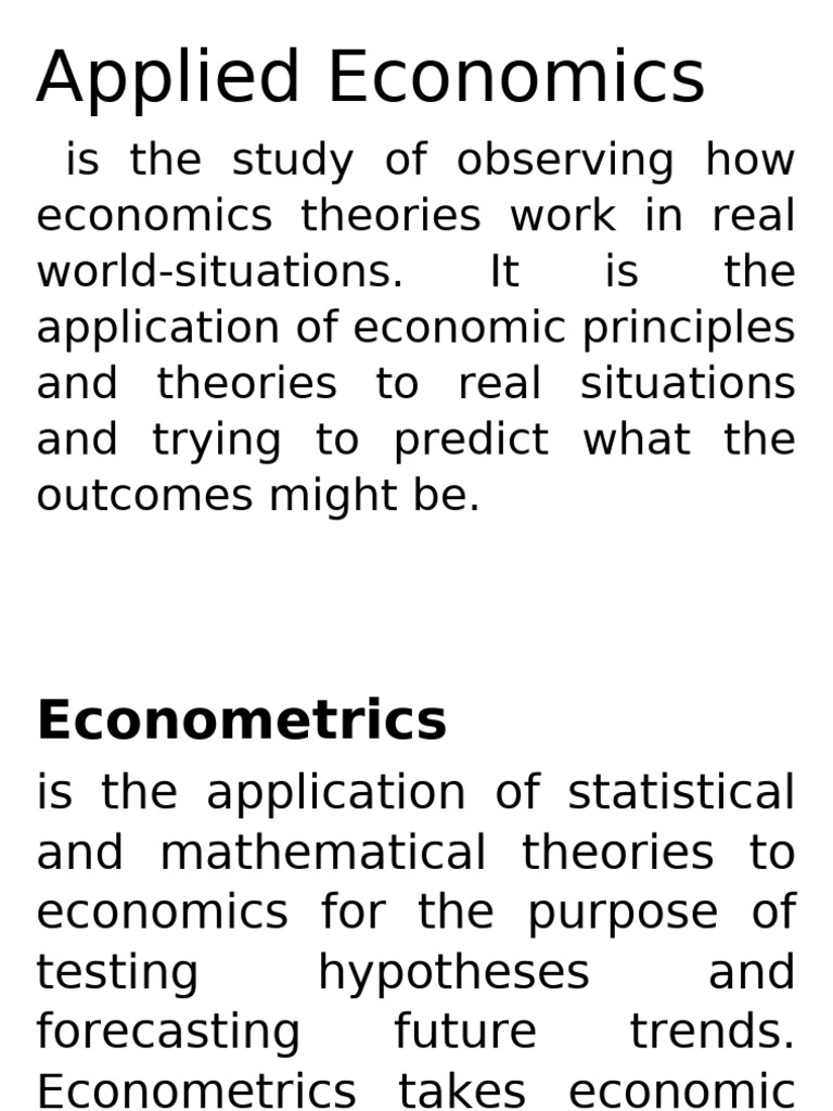 Applied Economics and Econometrics Explained | PDF