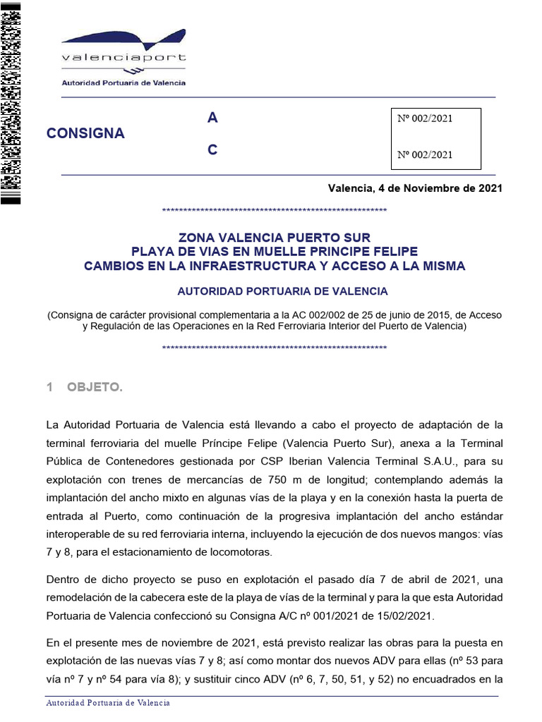 05 CONSIGNA APV A-C nº 002-2021--002-2021 (04-11-2021) | PDF | Estación de tren | Transporte ...