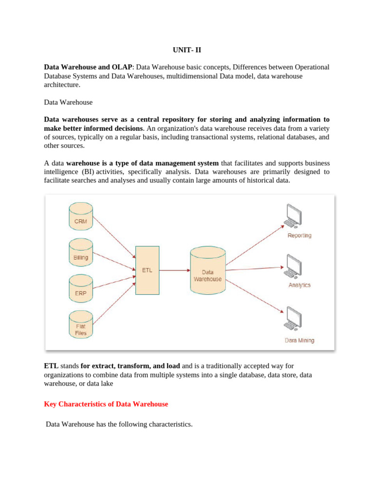 Unit - II Data Warehouseing&OLAP | PDF | Data Warehouse | Databases