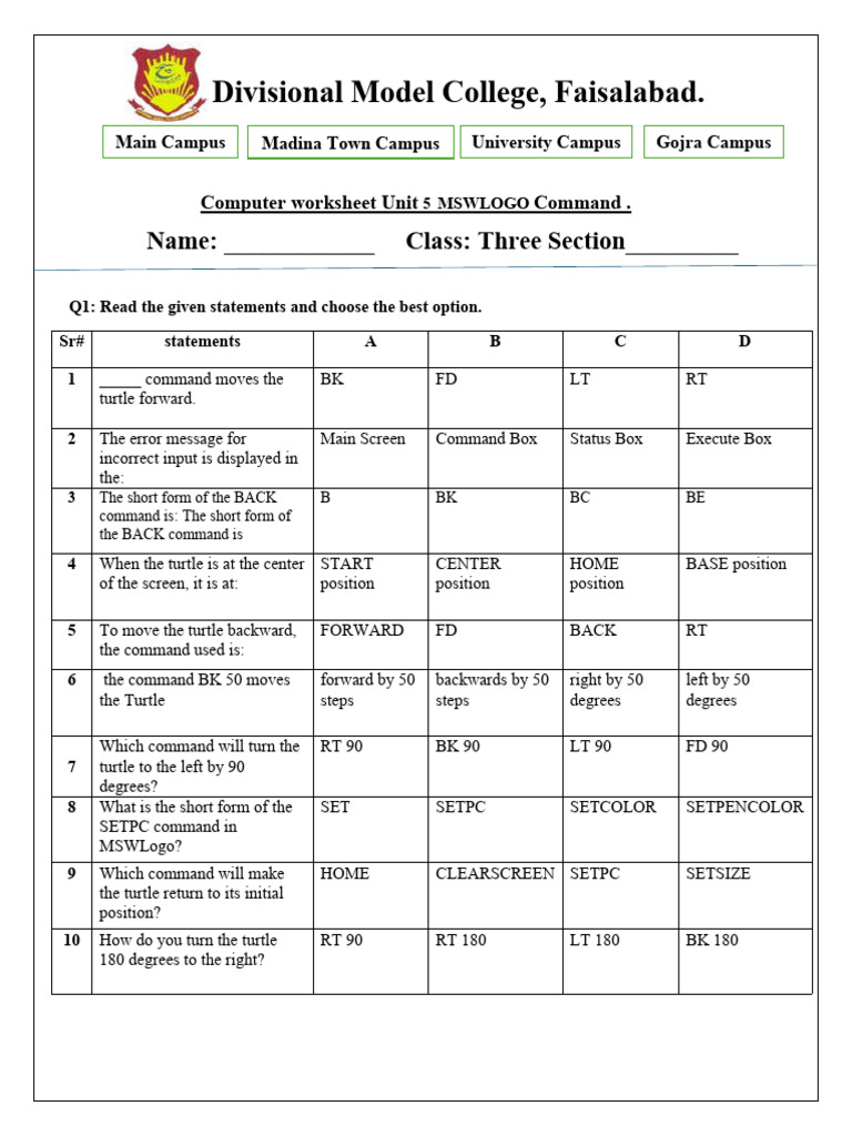 Computr Class3 Unit 5 MSWLOGO Command | PDF | Computing