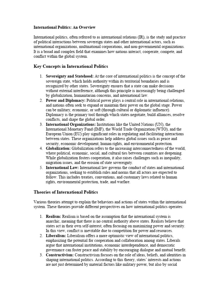 International Politics | PDF | International Relations | Globalization
