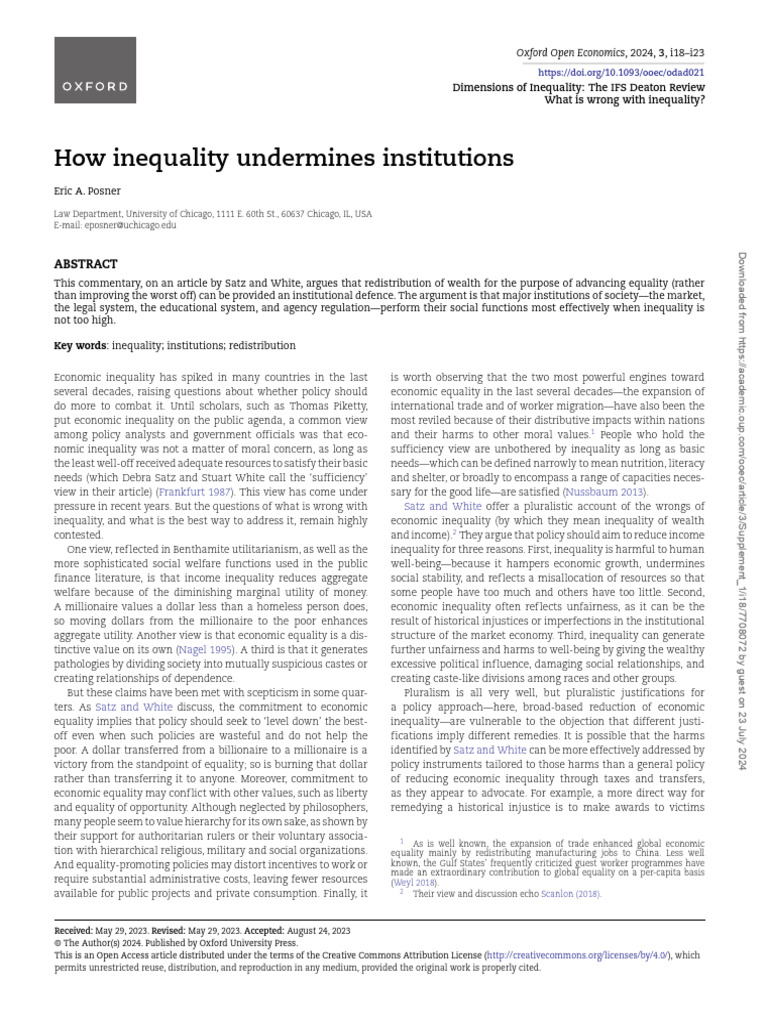 04 How inequality undermines institutions | PDF | Poverty & Homelessness | Discrimination & Race ...