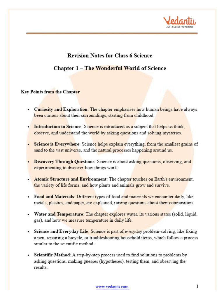 CBSE Science Chapter 1 The Wonderful World of Science Class 6 Notes PDF ...