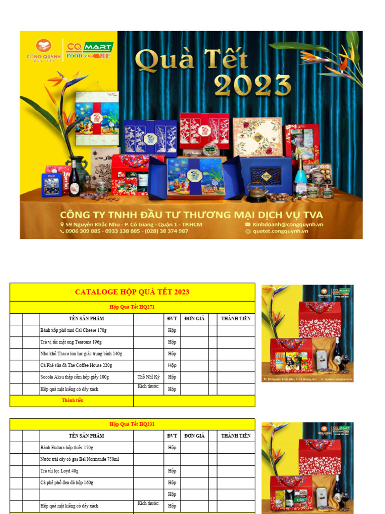 (QUA TET CONG QUYNH) - Catalogue Hop Qua Tet 2023 Ver 22.11 | PDF
