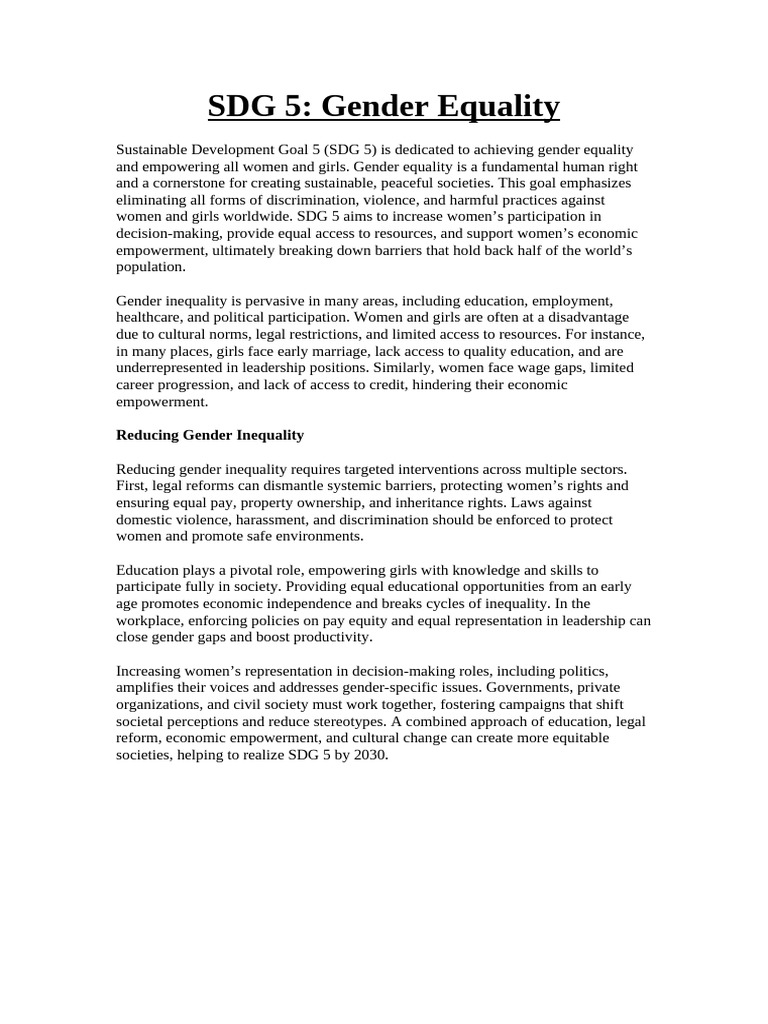 Empowering Women: Achieving SDG 5 | PDF