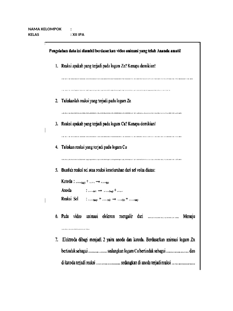 Latihan Kimia Sel Volta | PDF