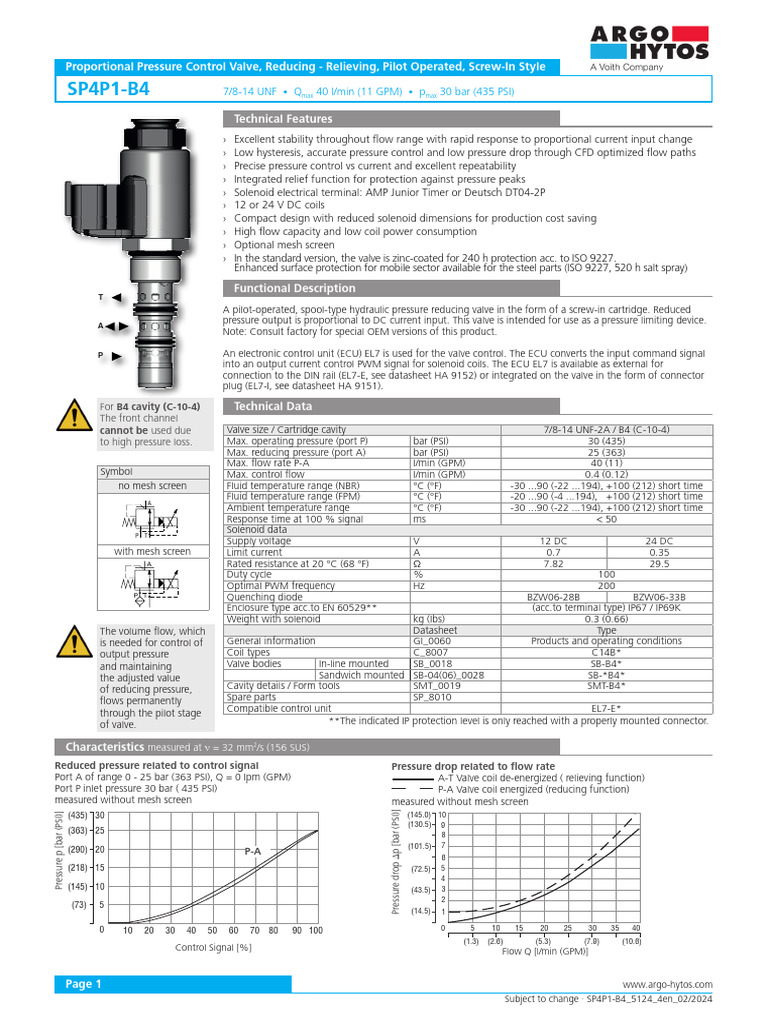 Datasheet SP4P1-B4 Ha5124 En | PDF | Valve | Electrical Engineering