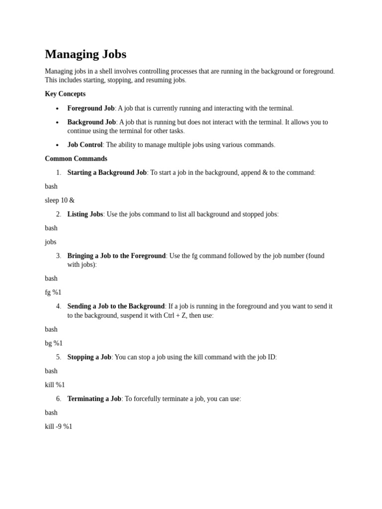 Managing Jobs | PDF