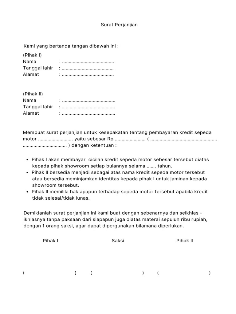 Surat Perjanjian PDF | PDF