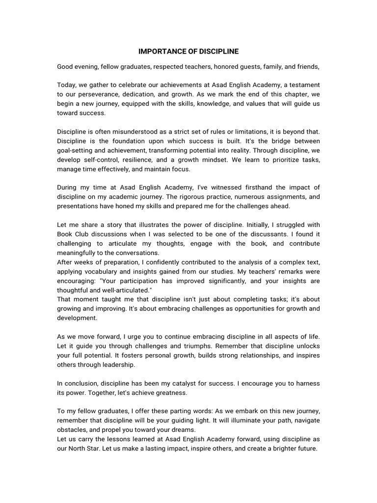 Importance of Discipline | PDF | Disciplines | Learning