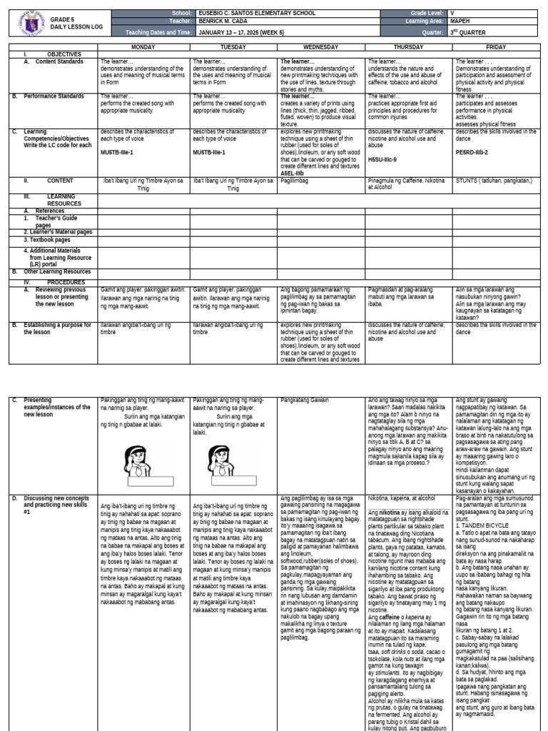 DLL_MAPEH 5_Q3_W5 | PDF