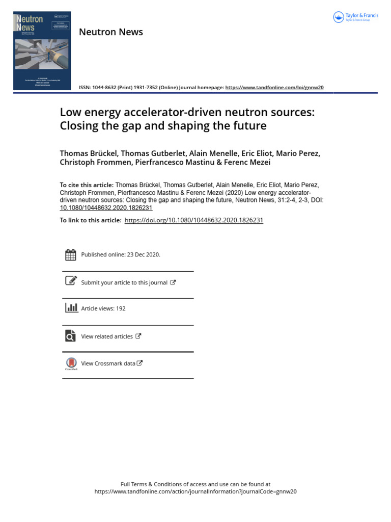 Low Energy Neutron Sources Future | PDF | Nuclear Physics | Neutron