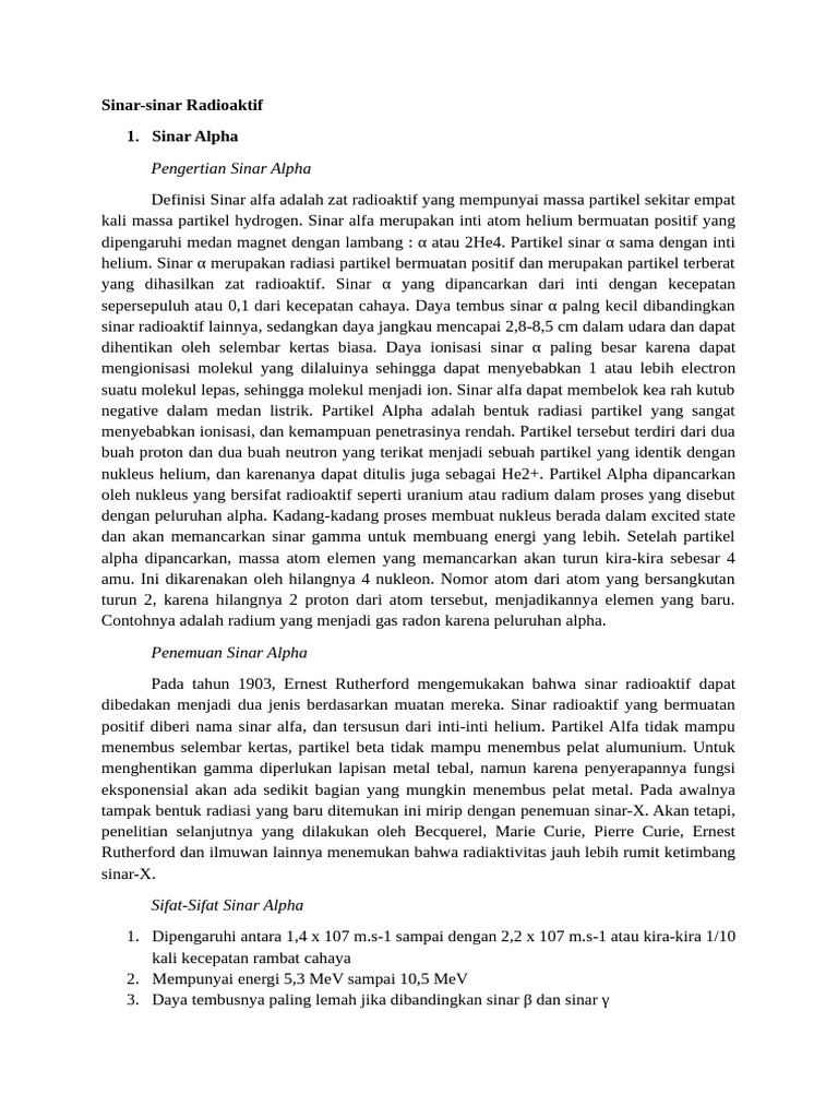 Karakteristik Sinar Radioaktif | PDF