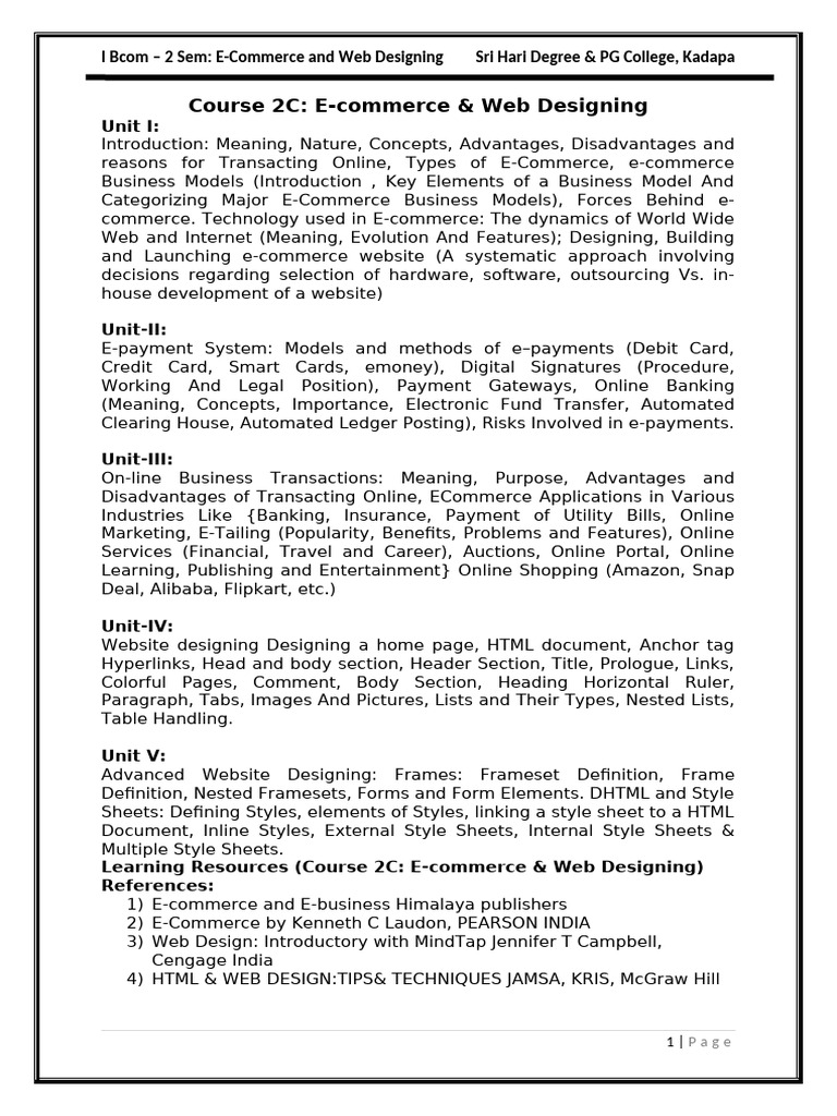 2. Ecomm_WebDesigning -Print Copy | PDF | World Wide Web | Internet & Web