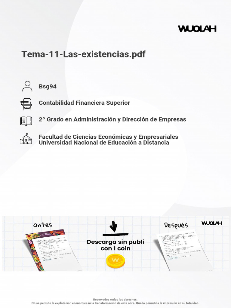 Tema 11 Las Existencias | PDF | Costo | Business