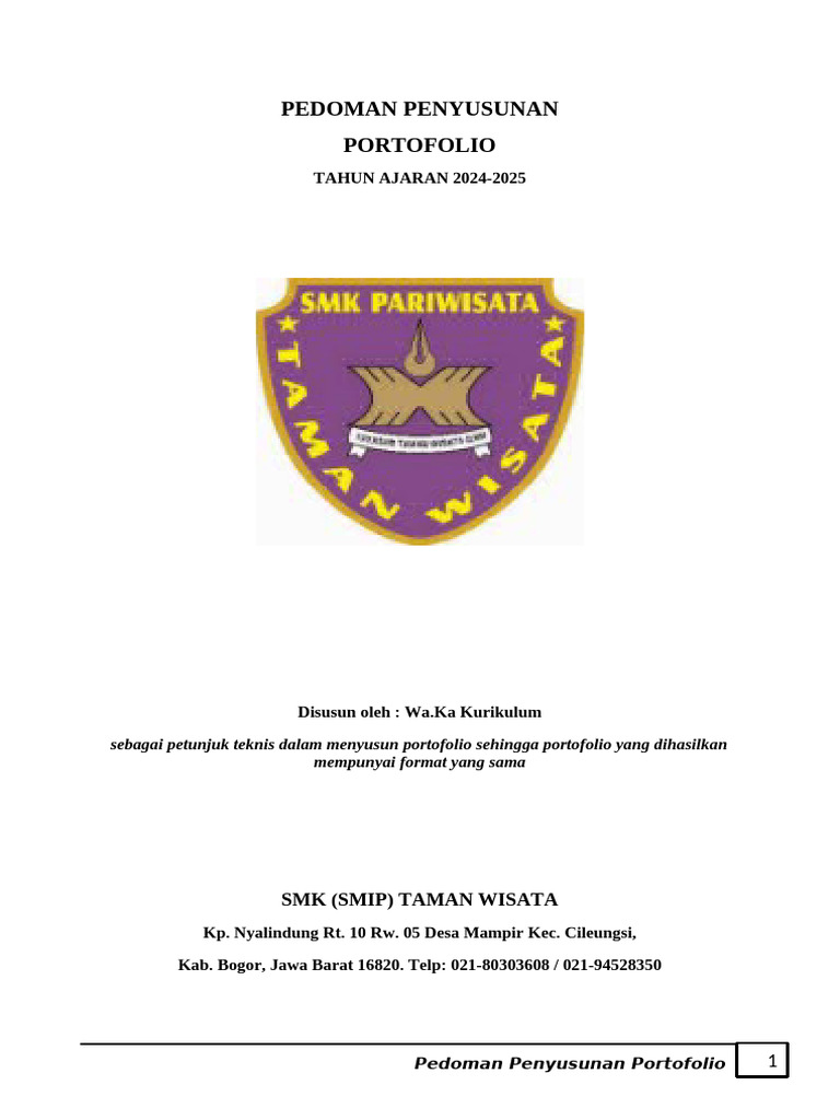 Draft Pedoman Penyusunan Portofolio - 24-25 | PDF