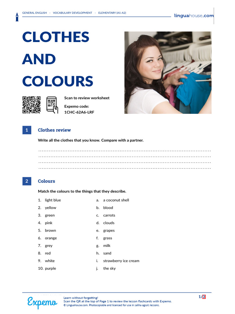 Lesson 2-Clothes&Colors-Student Version | PDF | Clothing | Fashion