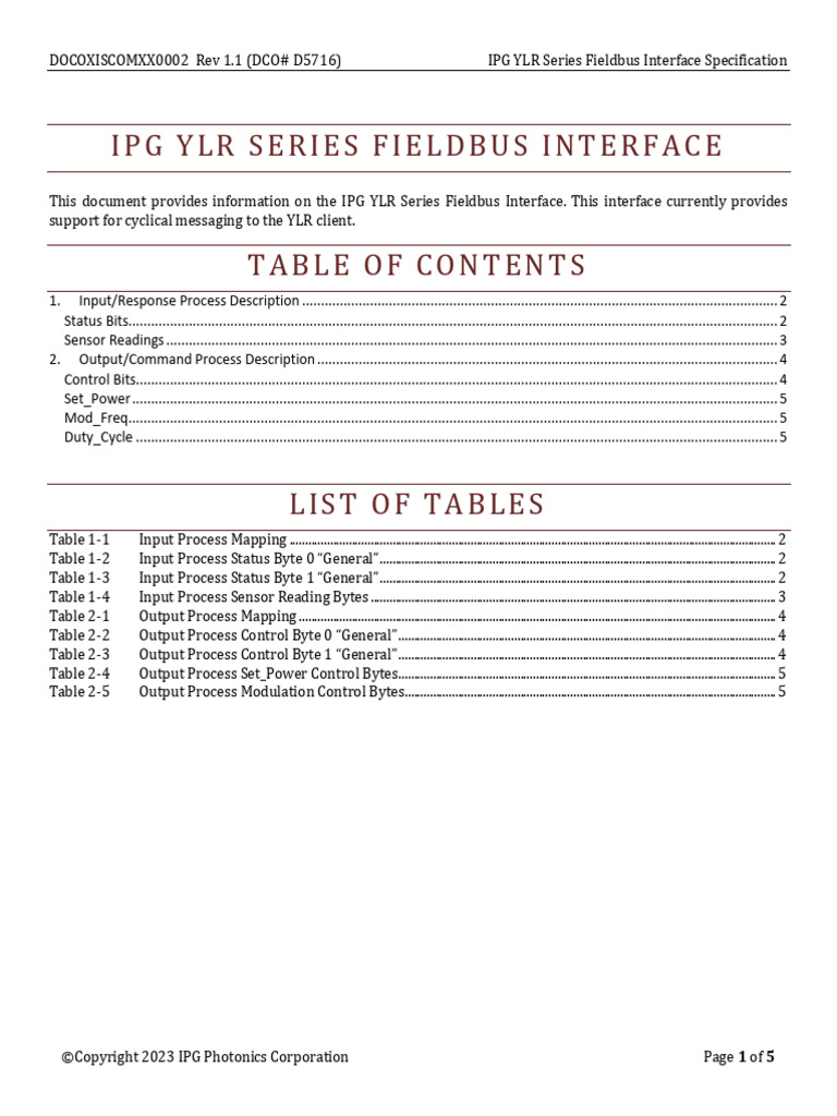 Docoxiscomxx0002 Ipg Ylr Series Fieldbus Spec | PDF | Hertz | Parameter (Computer Programming)