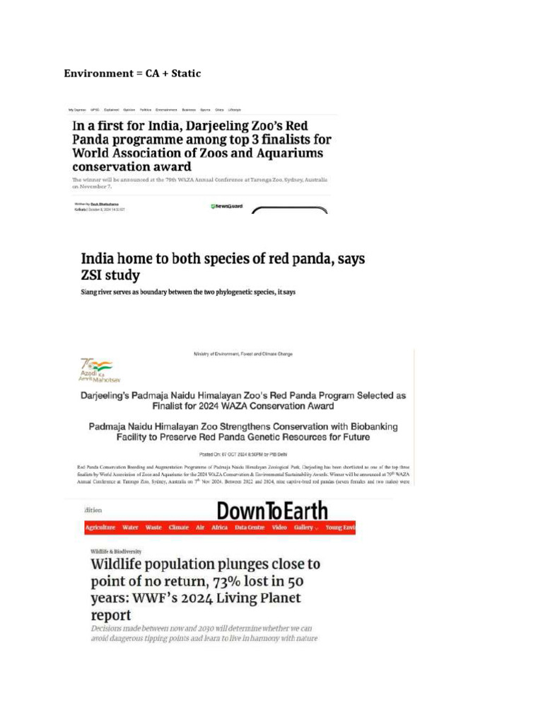 Env CA Lecture Red Panda | PDF | Giant Panda | Natural Environment