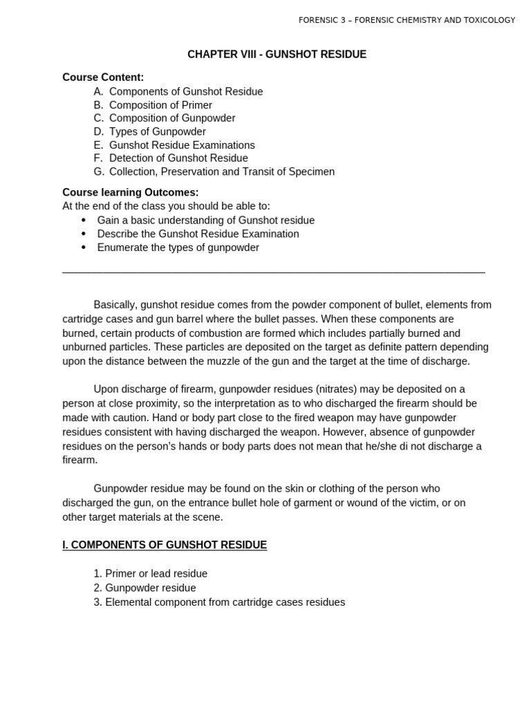 Understanding Gunshot Residue Analysis | PDF | Gunpowder | Cartridge ...