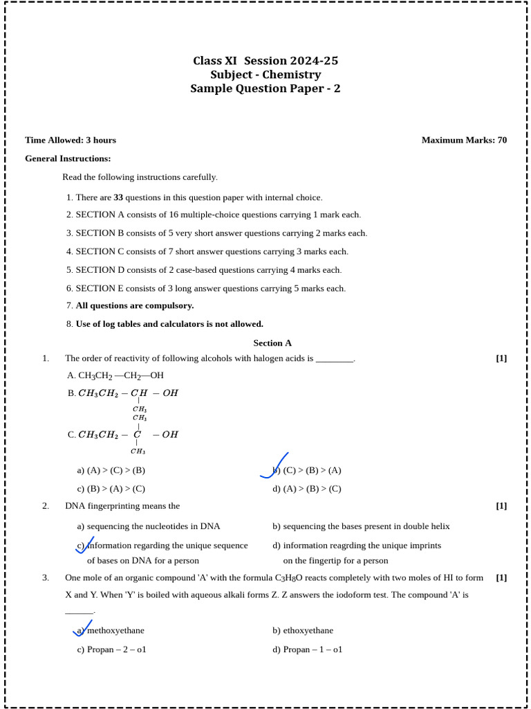 CBSE Sample Paper CHEMISTRY | PDF | Chemical Substances | Atoms