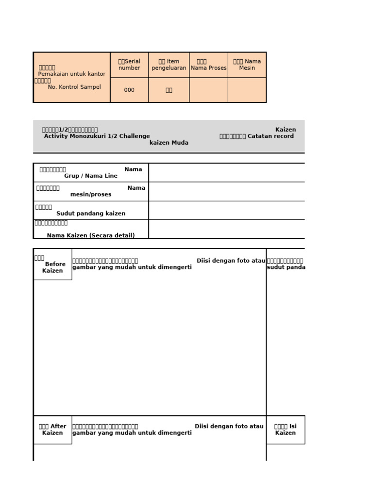 Formulir Kaizen untuk Peningkatan Proses | PDF