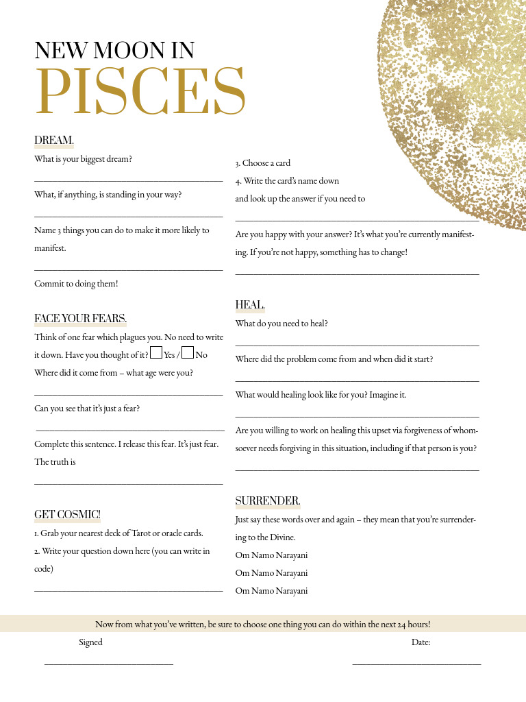 New Moon Manifestation Worksheet | PDF