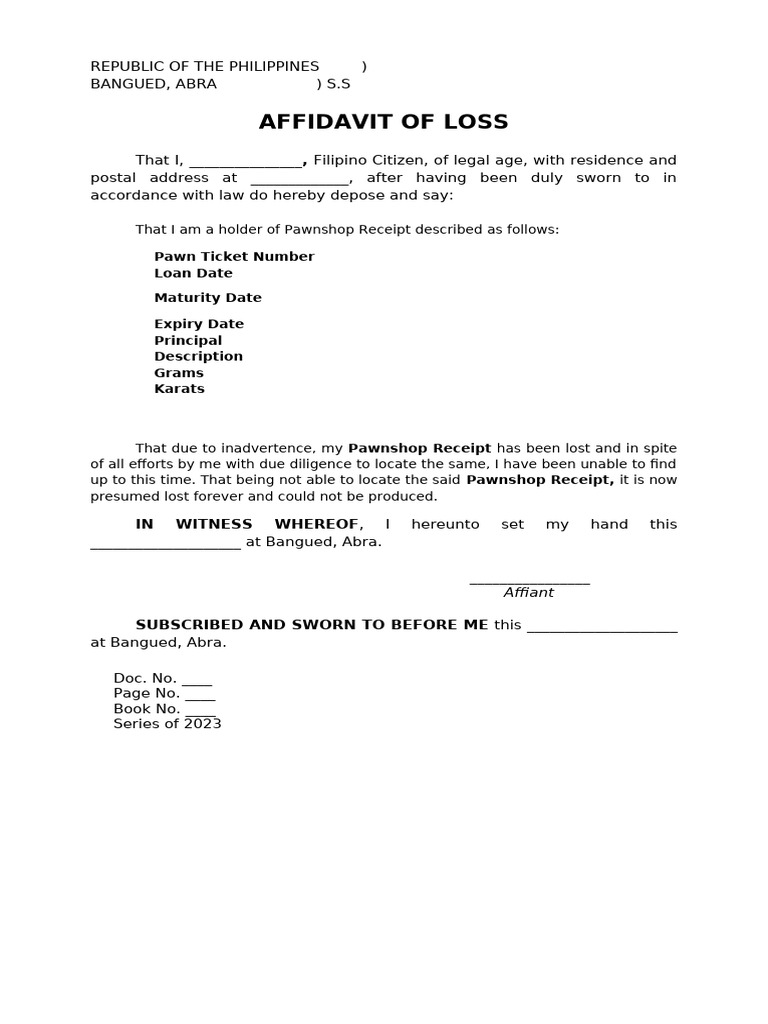 LOSS- CEBUANA RECEIPT- FORM | PDF