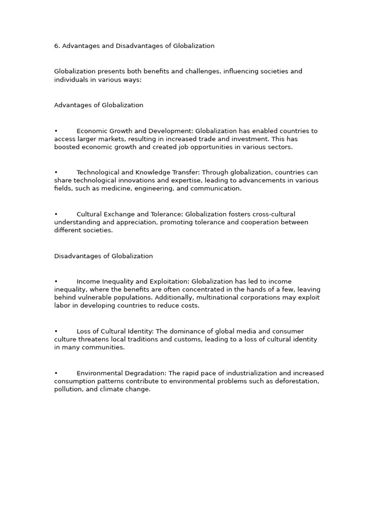 Globalization: Pros and Cons Explained | PDF
