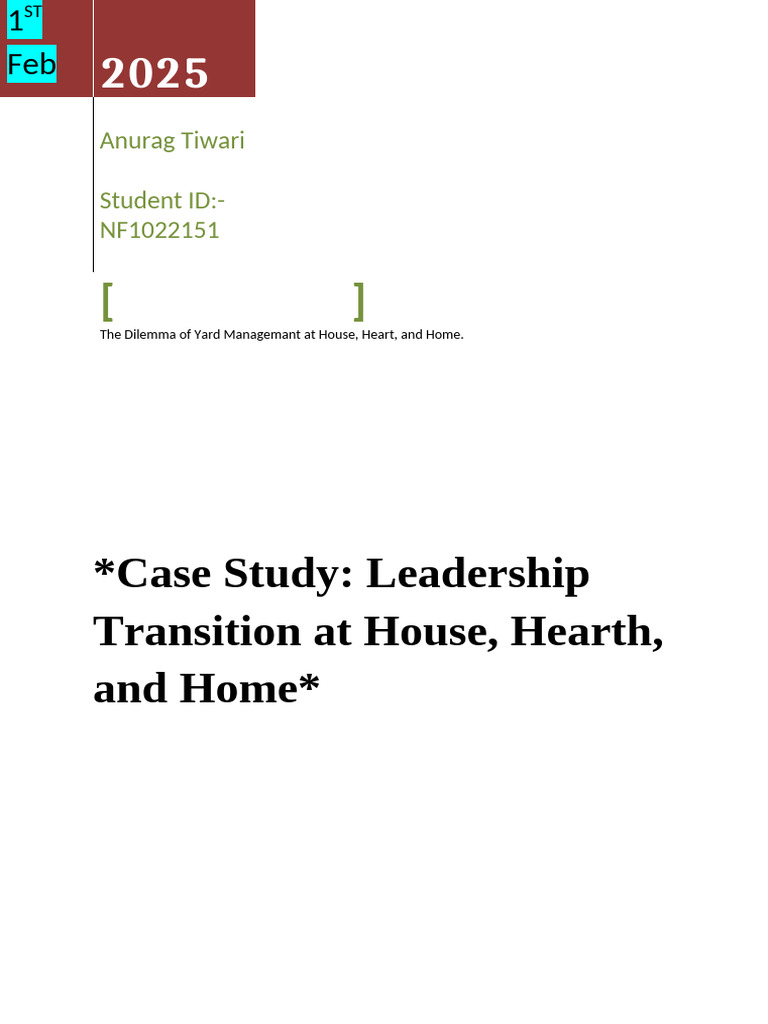 Leadership Transition at House, Hearth, and Home | PDF | Leadership ...