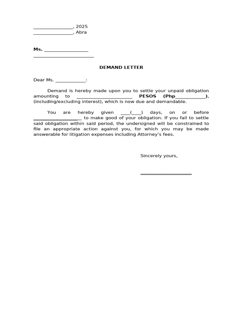 Demand Letter- Form | PDF