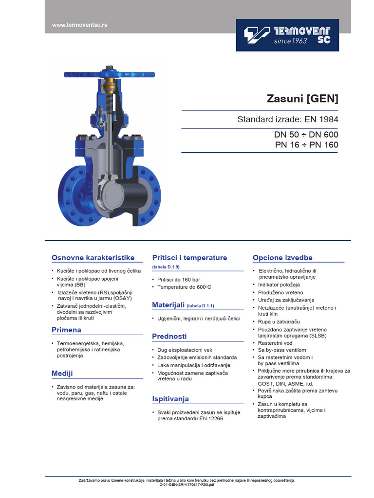 Zasuni (GEN) : Standard Izrade: EN 1984 | PDF