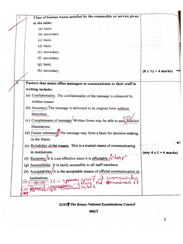 2019-Business Studies Paper 1 Marking Scheme 2019 | PDF