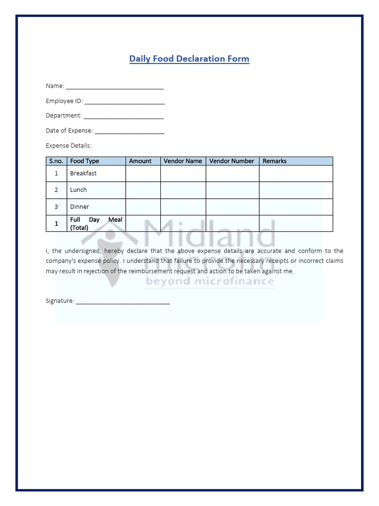 Food Declaration-9 | PDF